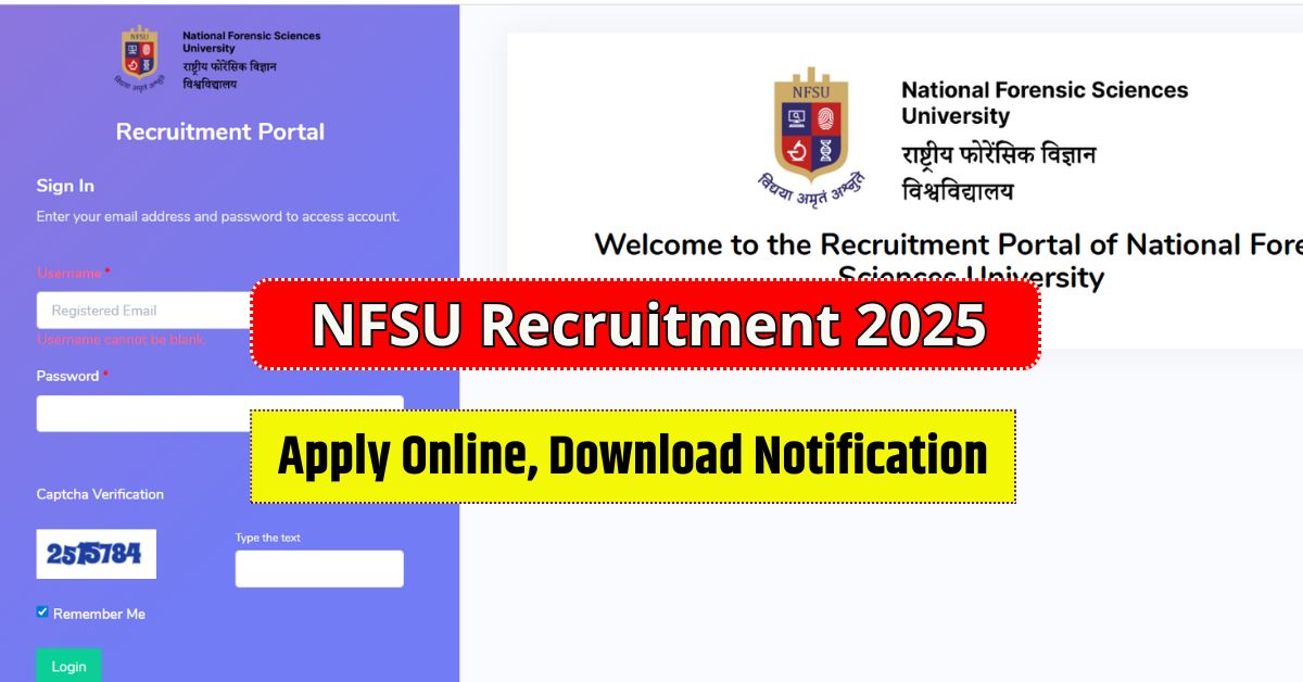 NFSU Recruitment 2025 - Apply Online for 30 Posts, Application Fee ...