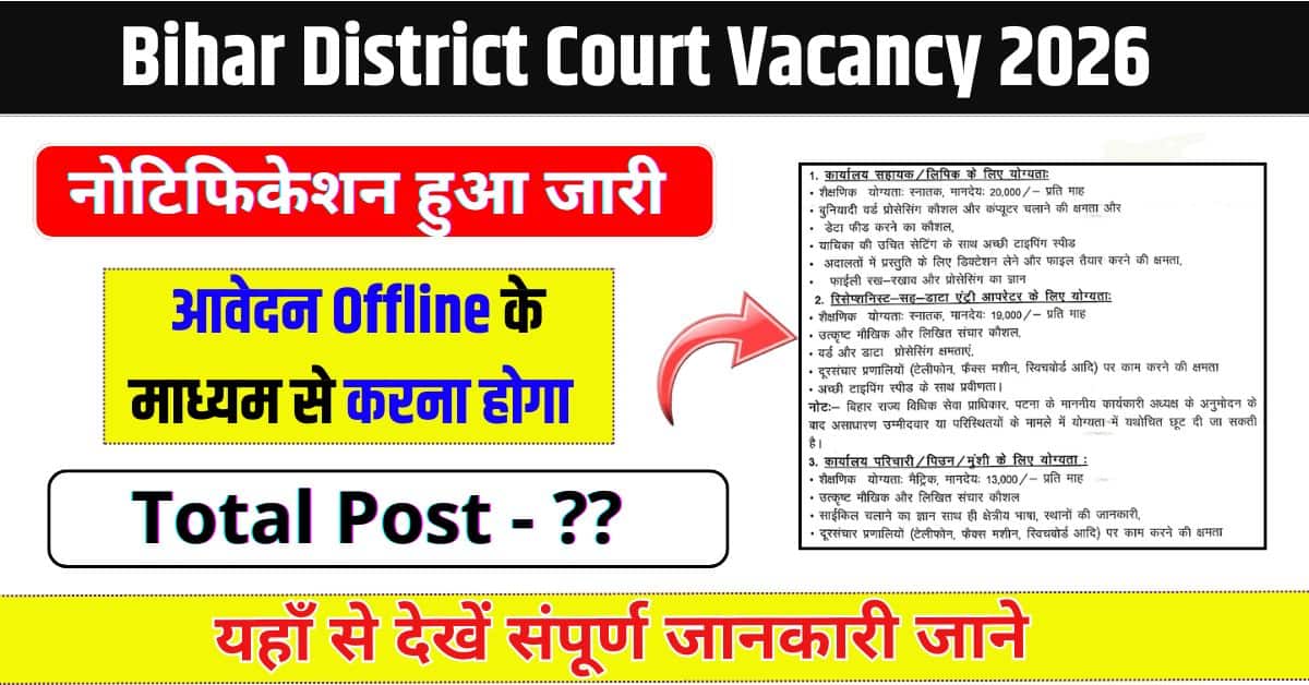 Bihar District Court Vacancy 2026 - Apply Started, Qualification 10th ...